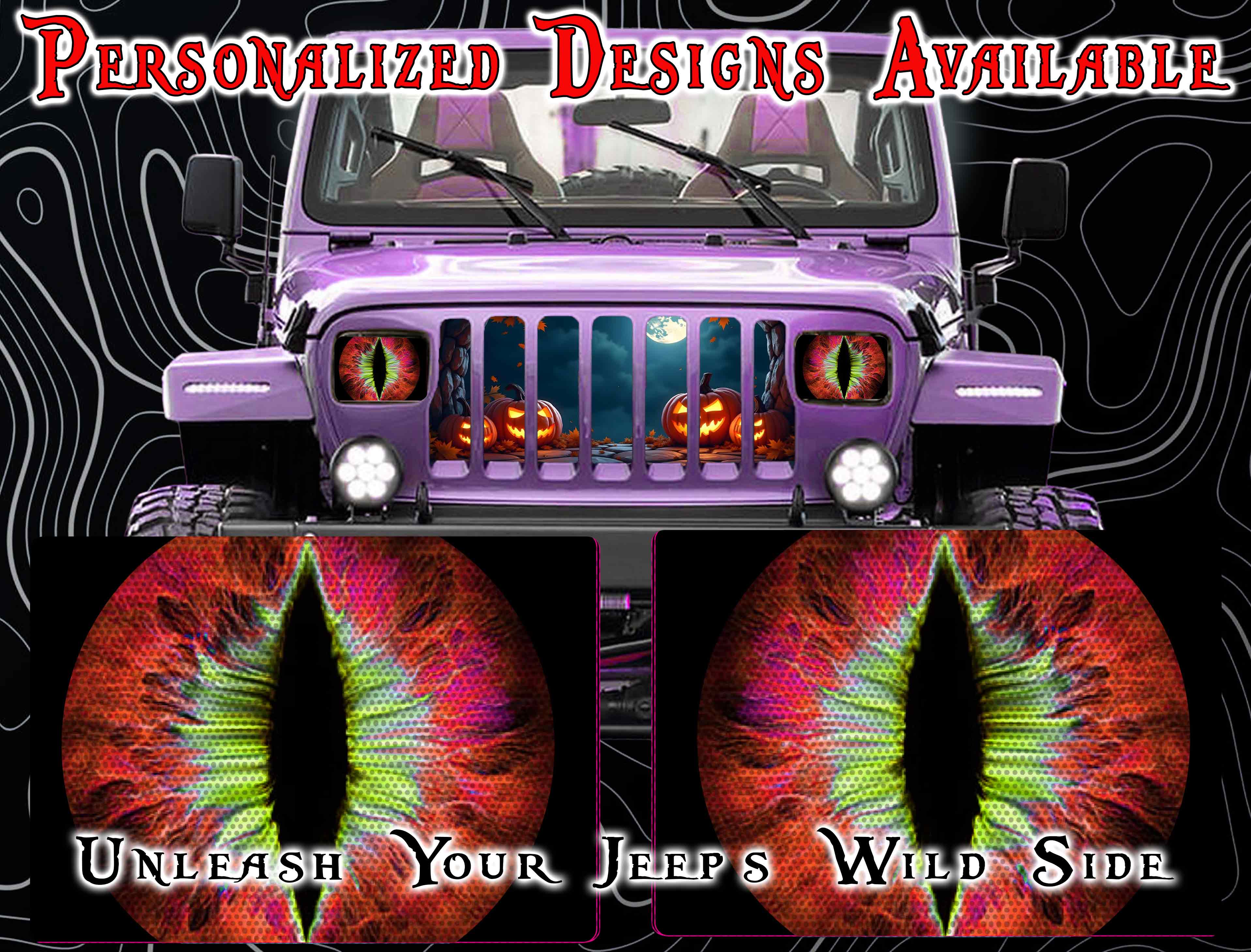 red and green Eye decals for YJ or 5x7 headlights – L & M custom ...