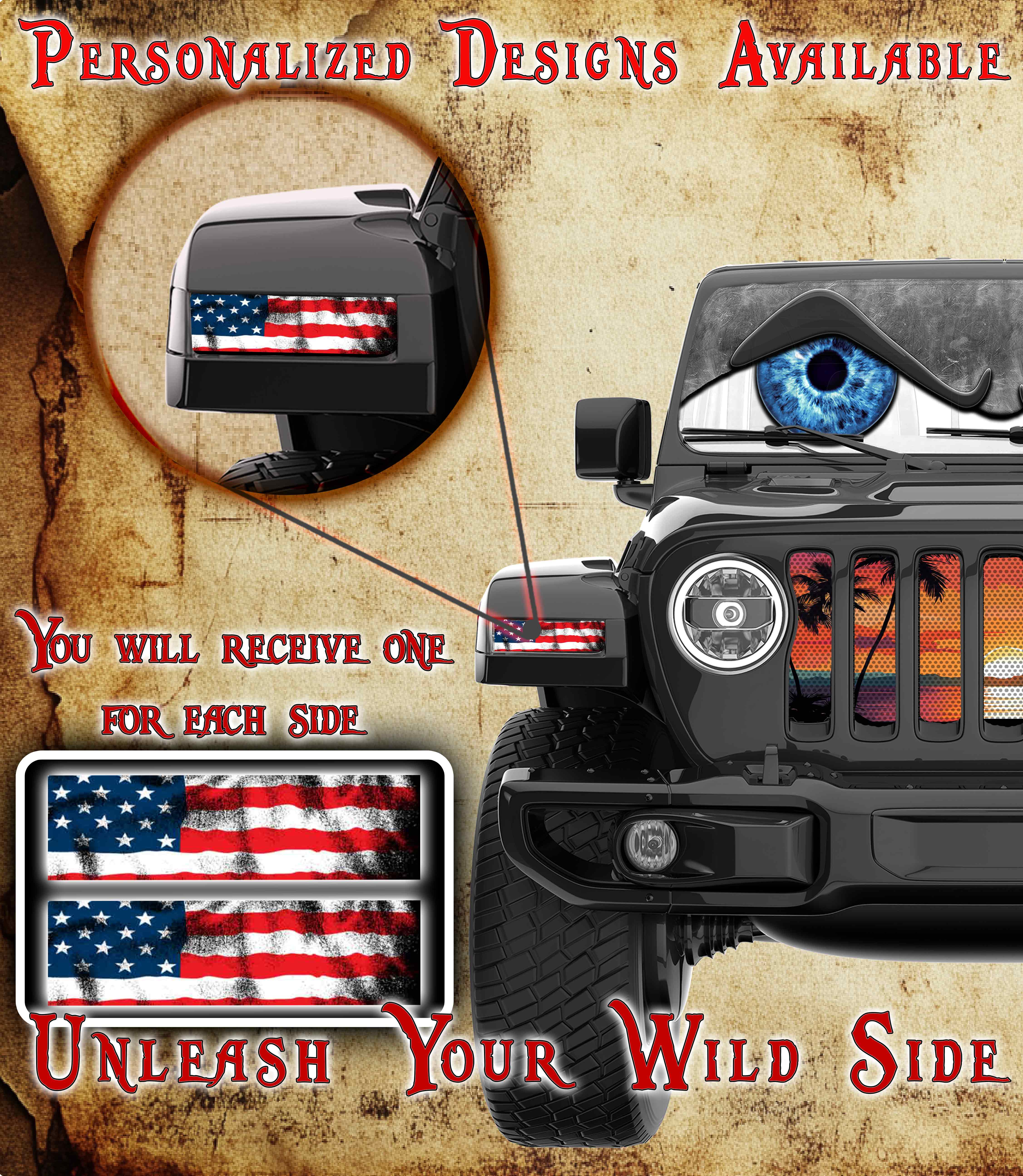 American Flag Jl and Gladiator Turn signal decal 49 – L & M custom ...