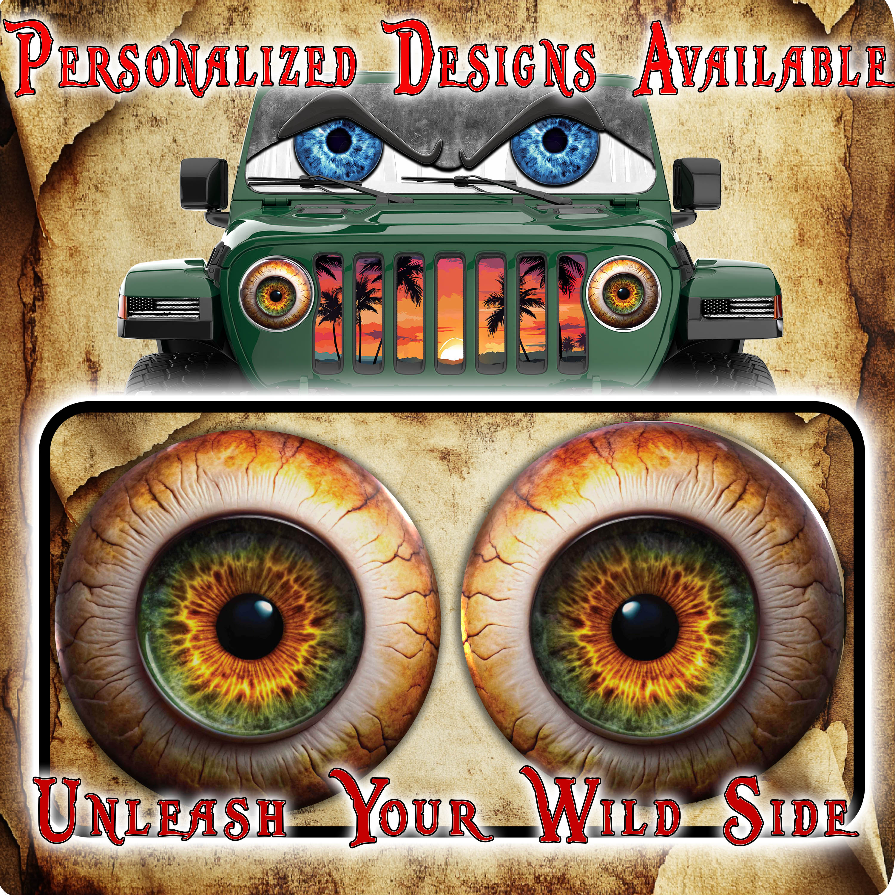 Real eye headlight decal 71 – L & M custom graphics LLC