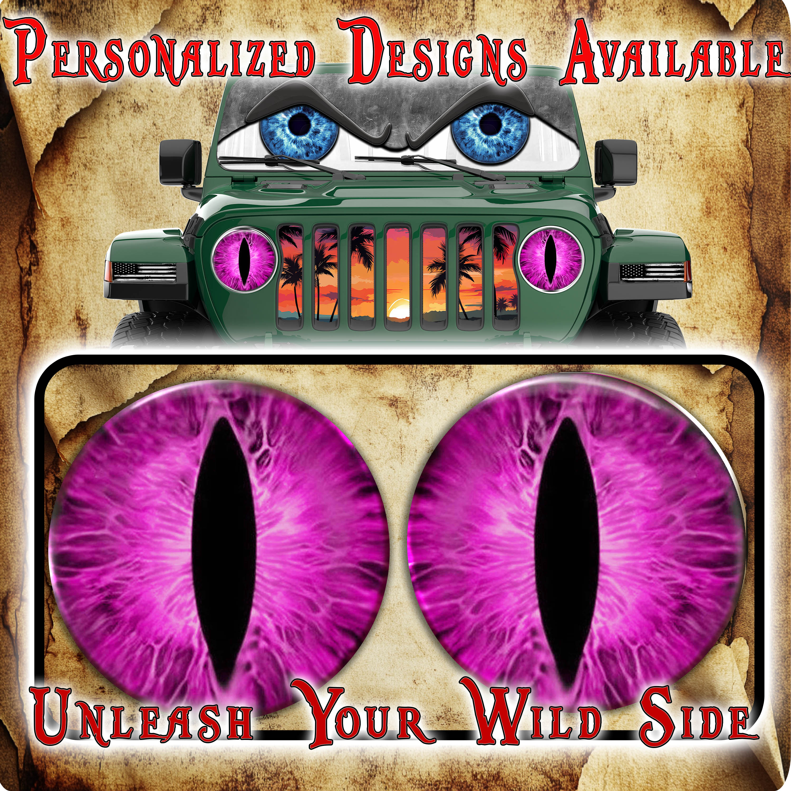 Hot pink cat eyes for the headlight 99 – L & M custom graphics LLC